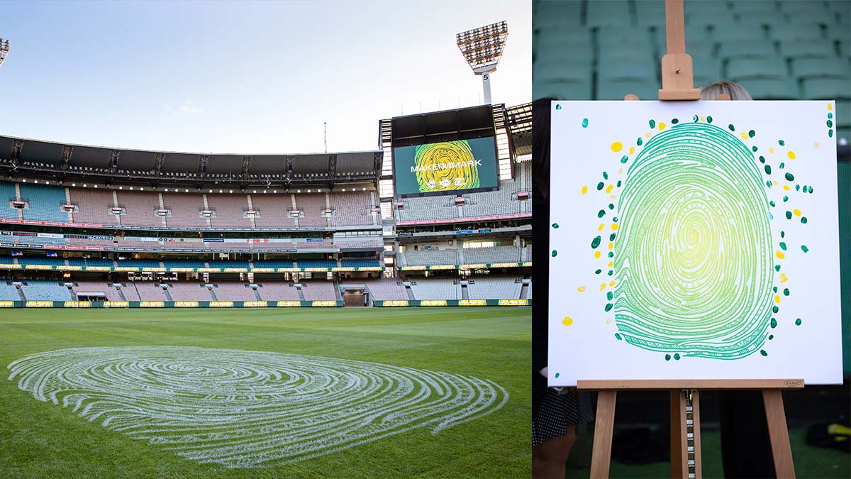 Wurundjeri artist's giant fingerprint on MCG reconc... | National ...